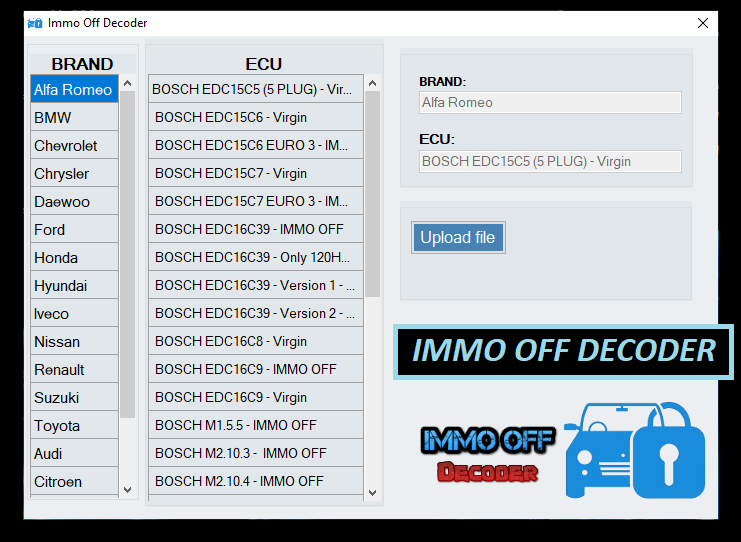 IMMO OFF DECODER (NEW IMMO OFF SOFTWARE) – OBDbytes for Car Chip Tuning